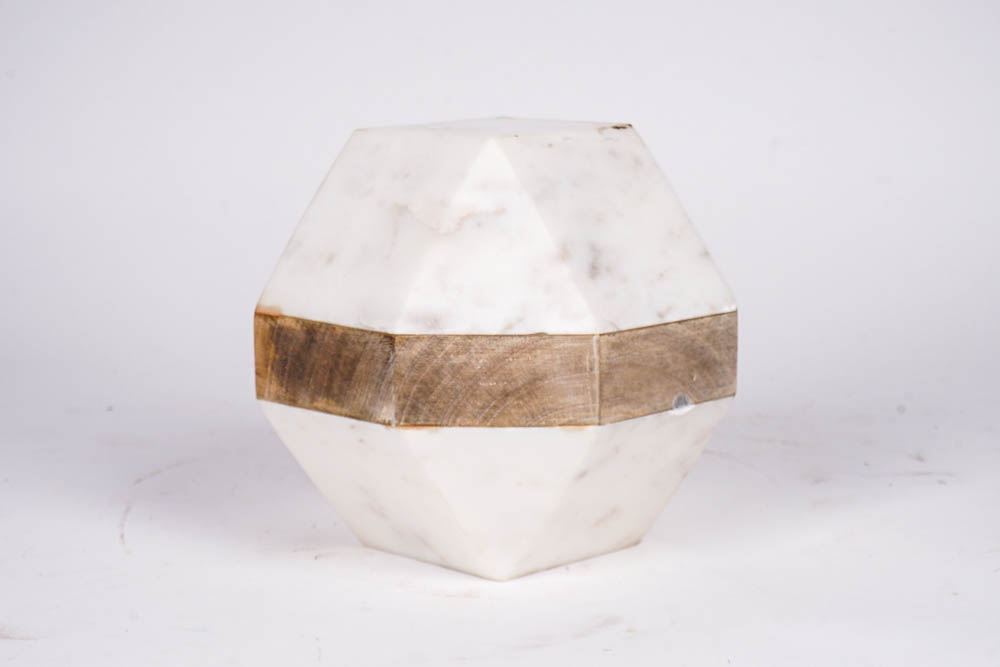 Marble and Wood Expanded Cube | EBTH