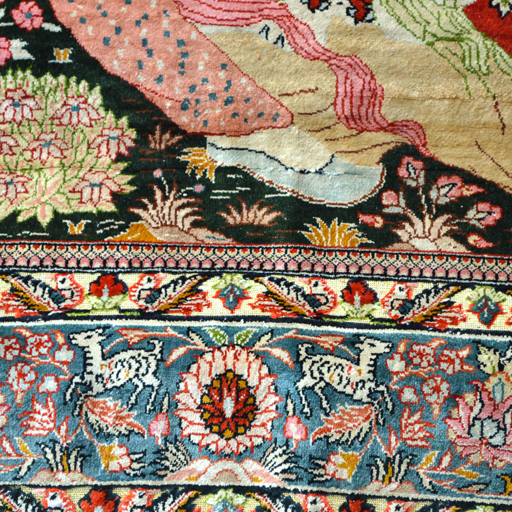 Signed Handwoven Chinese Pictorial Silk Area Rug | EBTH