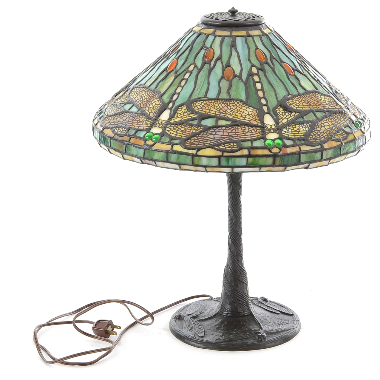 Signed Dragonfly Tiffany Style Lamp | EBTH