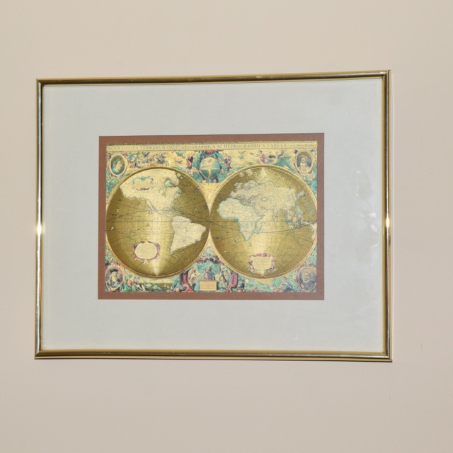 Framed Gold Foil World Map | EBTH