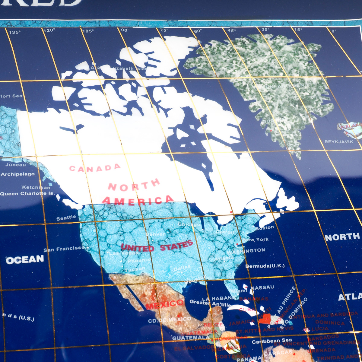 Inlaid Stone and Abalone Map Of the World | EBTH