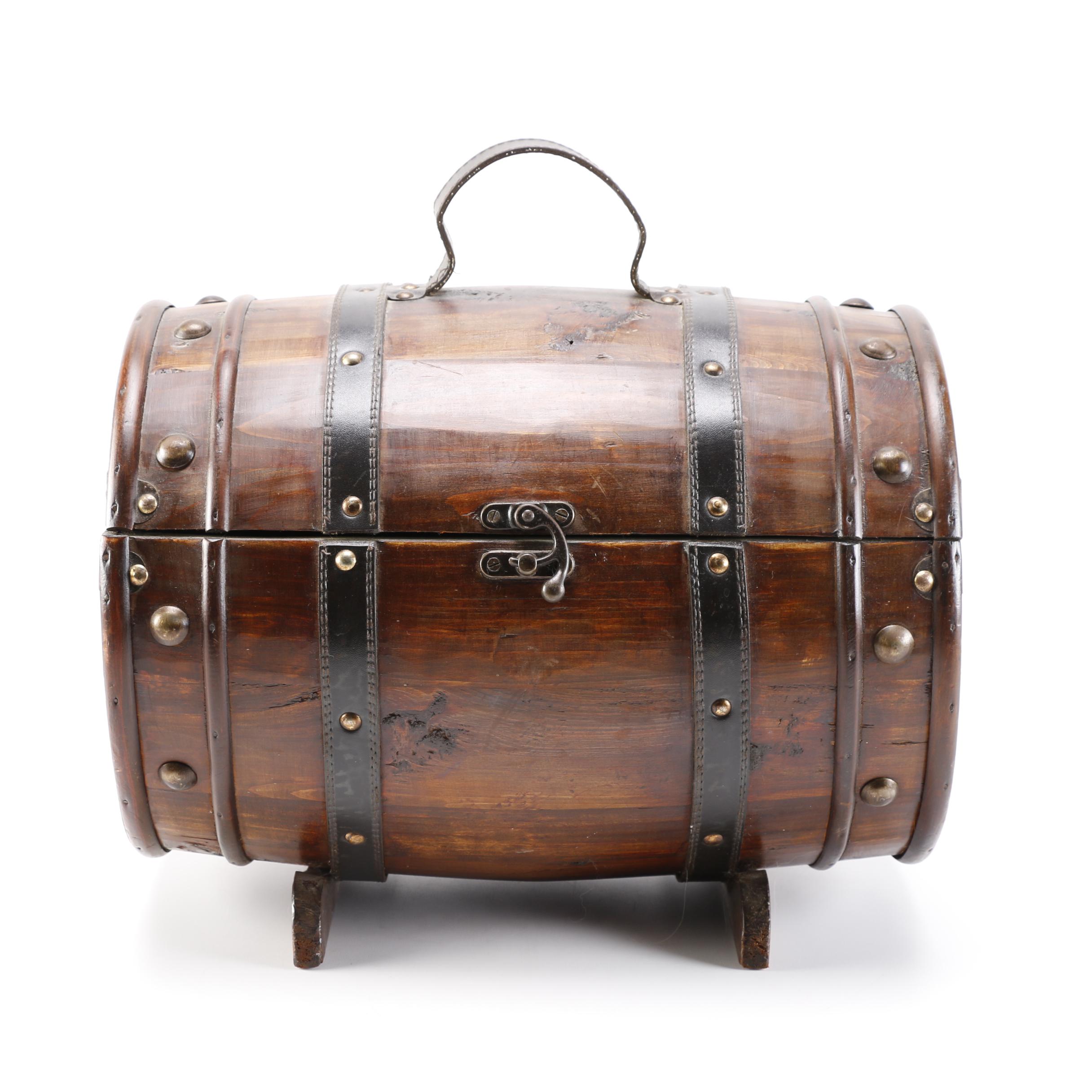 Small Wooden Barrel Chest | EBTH