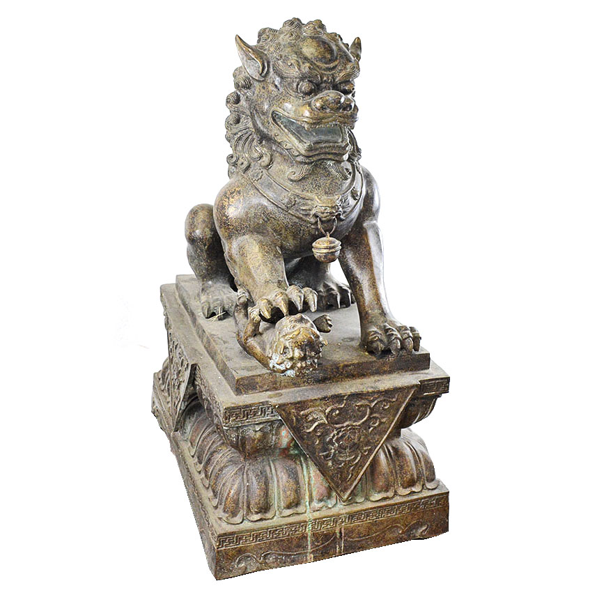 Antique Bronze Guardian Lion Statue | EBTH