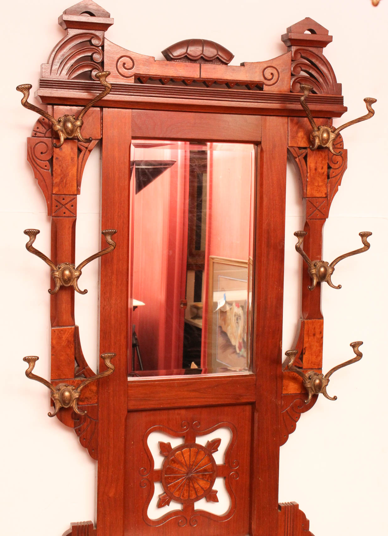 Antique Eastlake Walnut Hall Tree Stand | EBTH