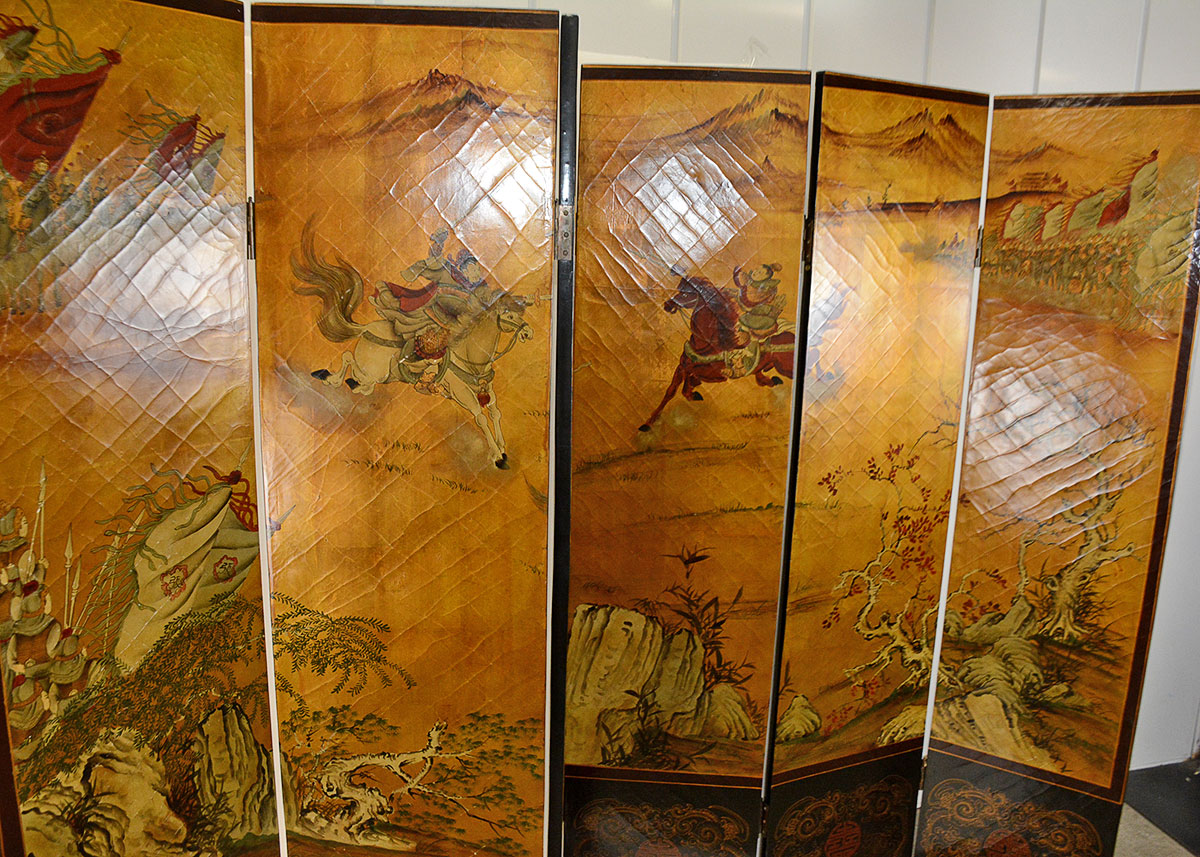 Hand Painted Chinese Six Panel Room Divider | EBTH