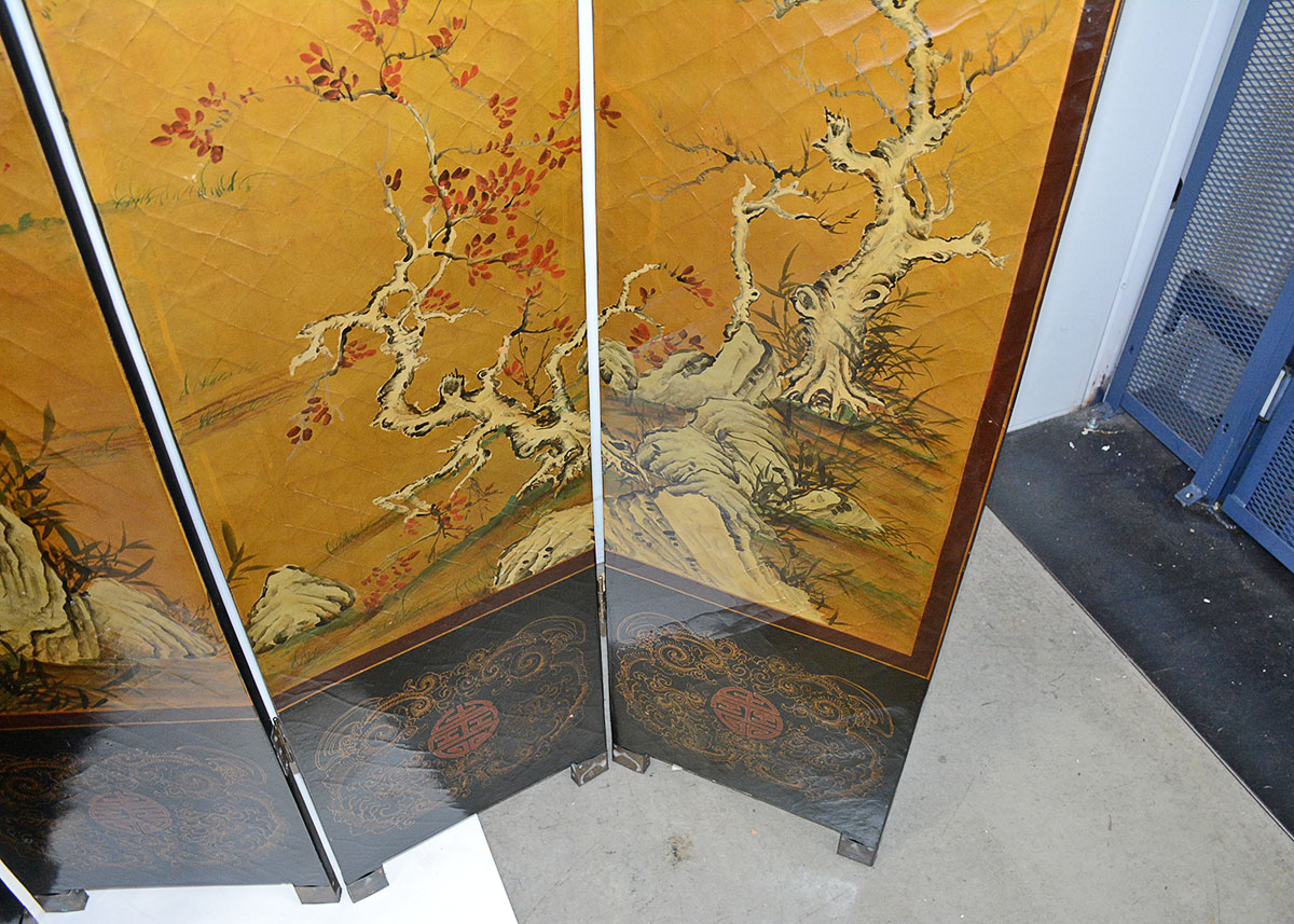 Hand Painted Chinese Six Panel Room Divider | EBTH