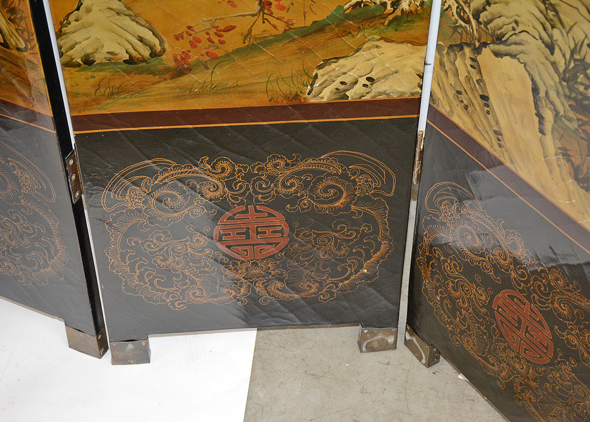 Hand Painted Chinese Six Panel Room Divider | EBTH