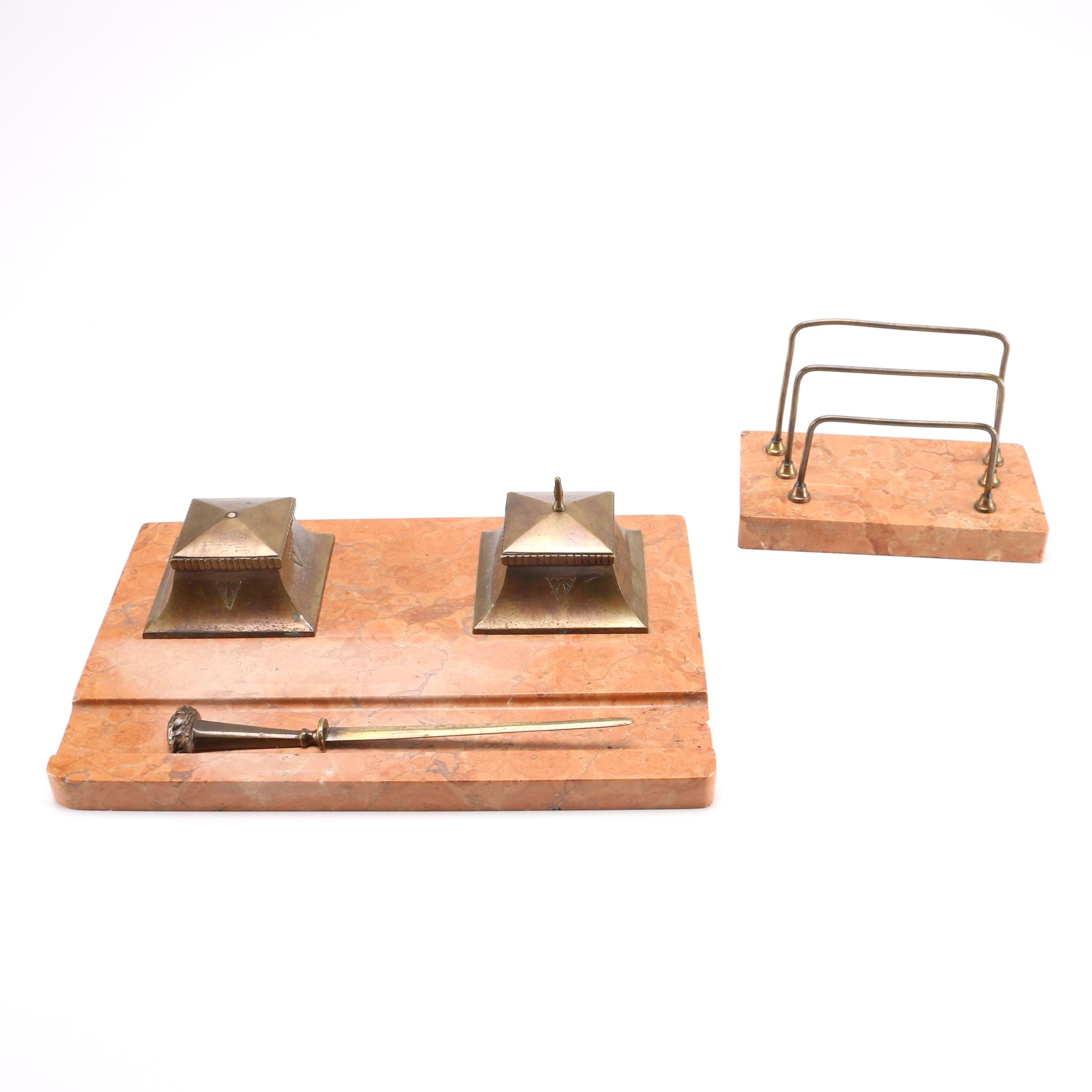 Marble Ink Well Set | EBTH