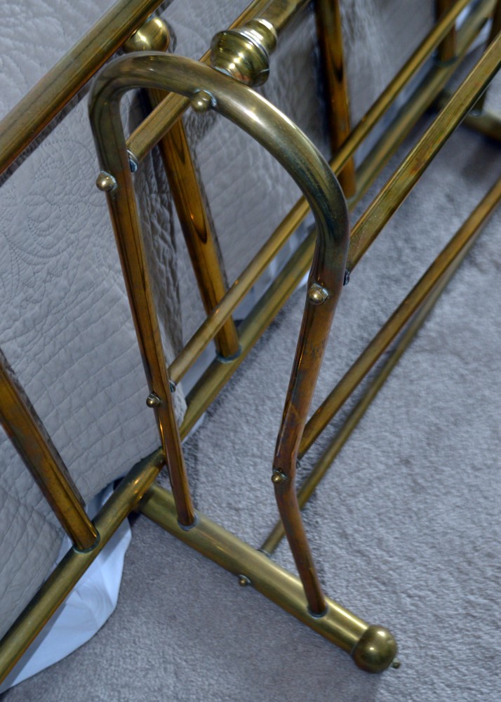 Vintage Queen Size Brass Bed Frame With Brass Quilt Rack | EBTH