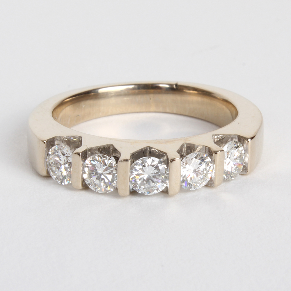 Open Bar Set Diamond 14K Yellow Gold Band | EBTH
