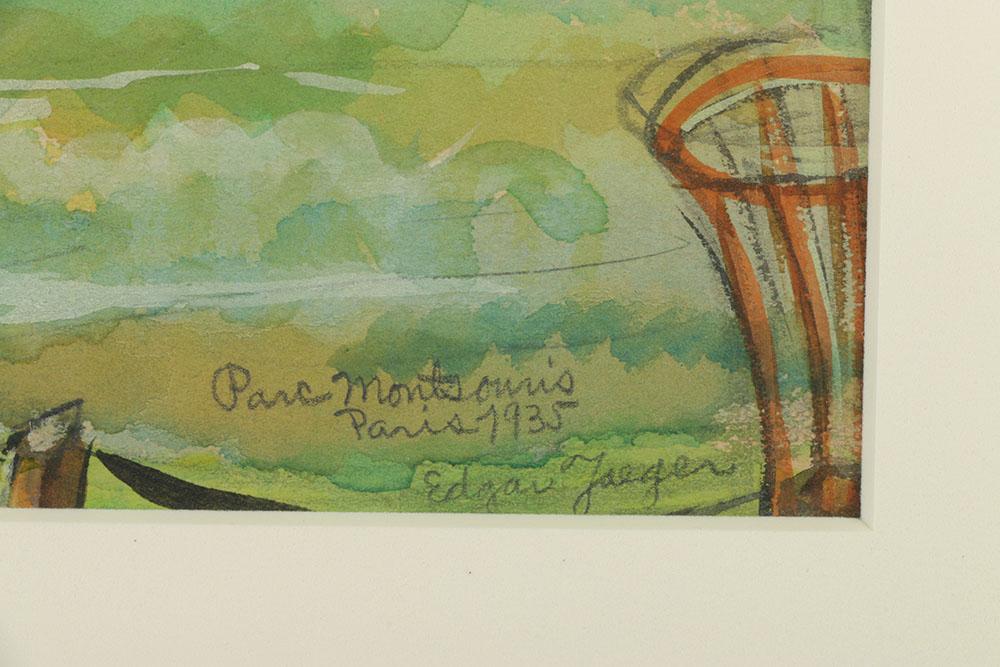 Original 1935 Edgar Yaeger Watercolor "Parc Montsouris" | EBTH