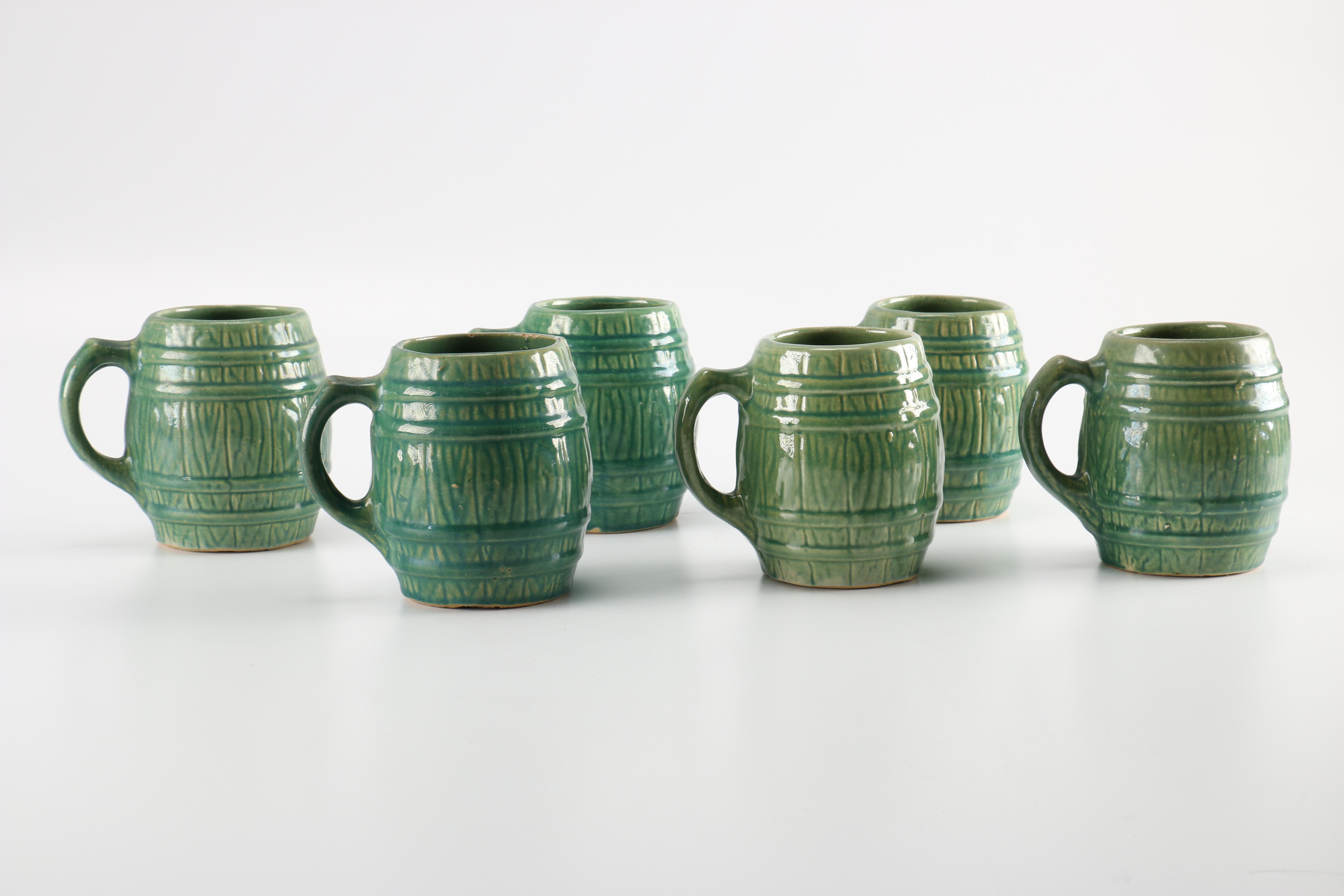 1920s McCoy Pottery Green Barrel Mugs | EBTH
