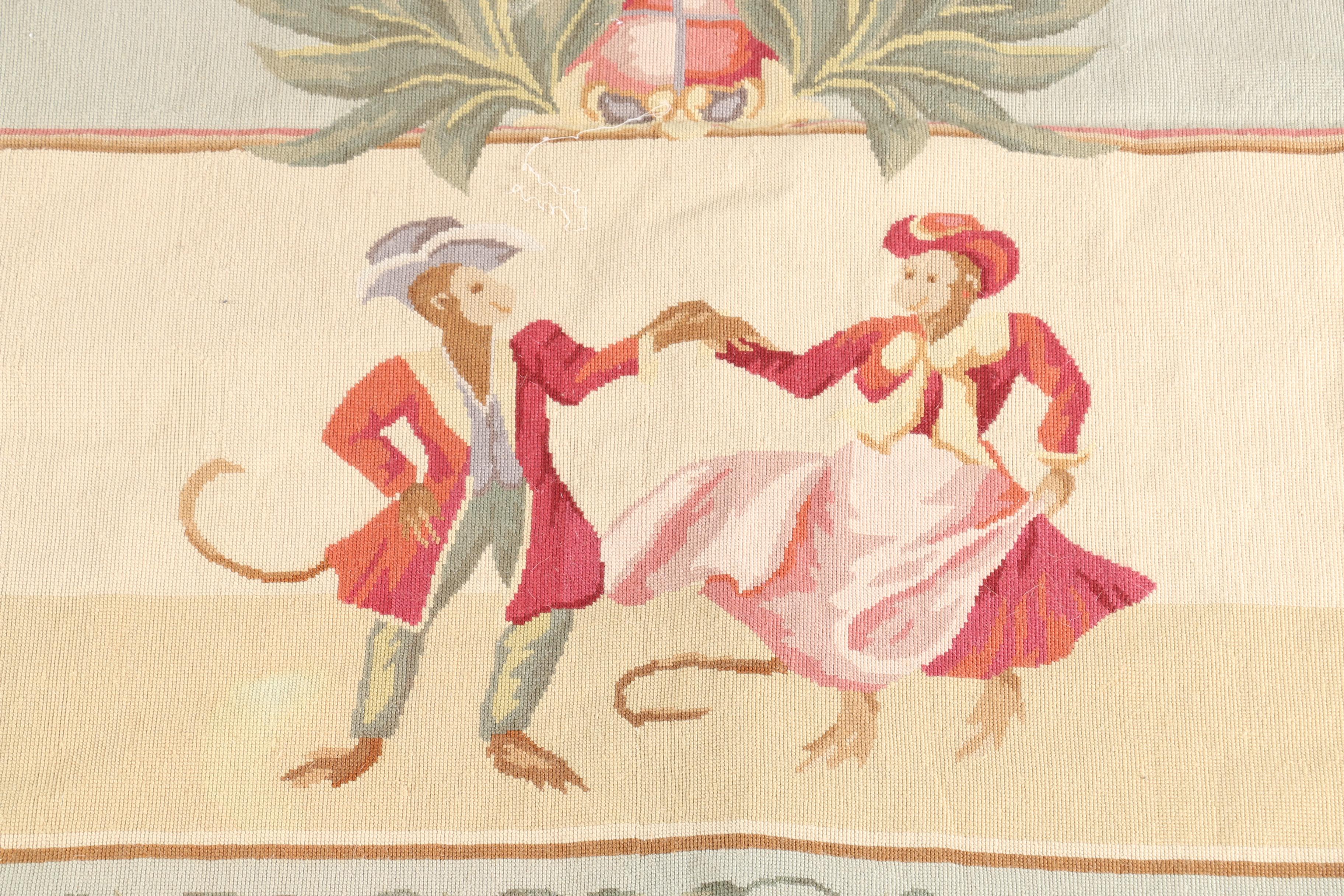 Hand-Knotted Pictorial Monkey Themed Area Rug | EBTH