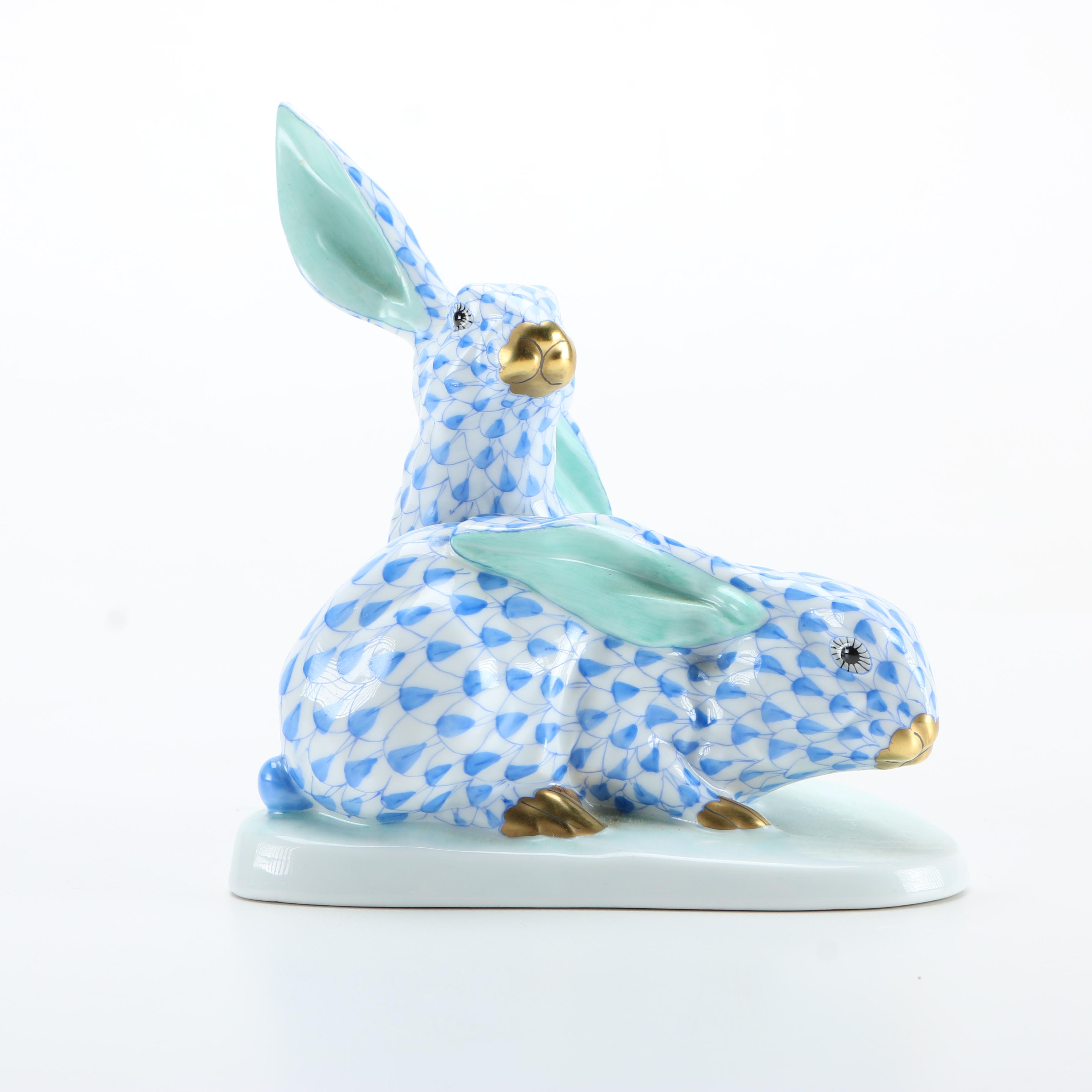 Herend Pair of Rabbit Figures | EBTH