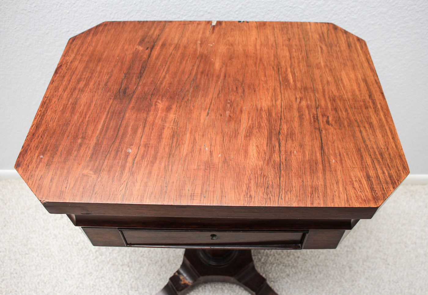 Antique Sewing Table with Embroidered Foot Stool | EBTH