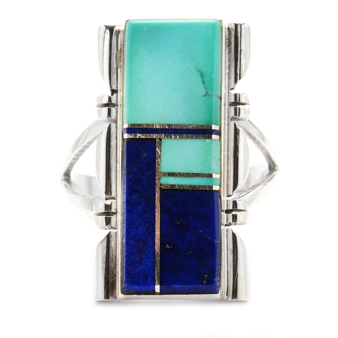 A. Yazzie Native American Navajo Sterling Silver Inlaid Ring | EBTH