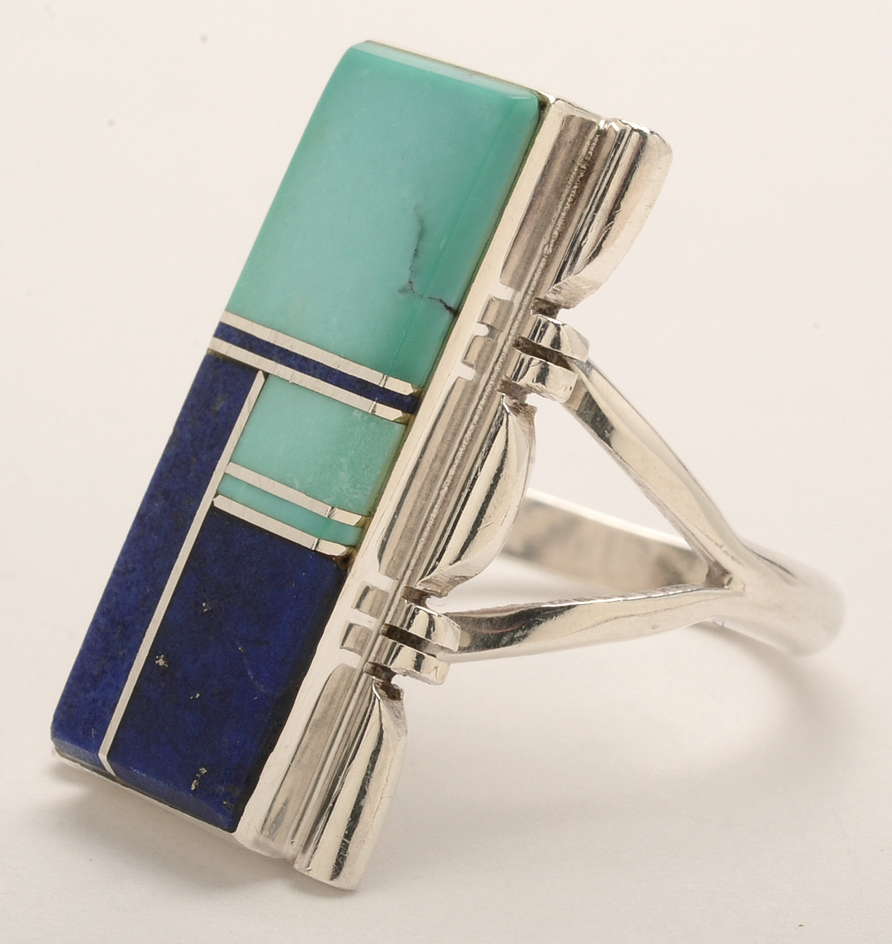 A. Yazzie Native American Navajo Sterling Silver Inlaid Ring | EBTH