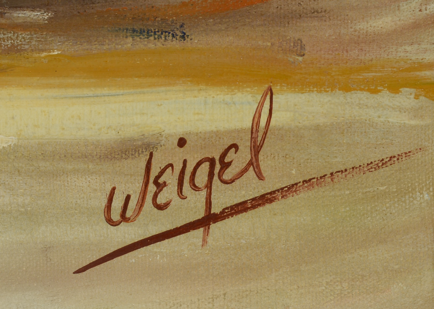 F. E. Weigel Original 1968 Oil on Canvas "In the Stretch" | EBTH