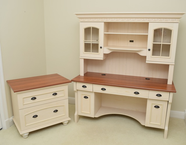 Cottage Style Desk, Hutch and Filing Cabinet | EBTH