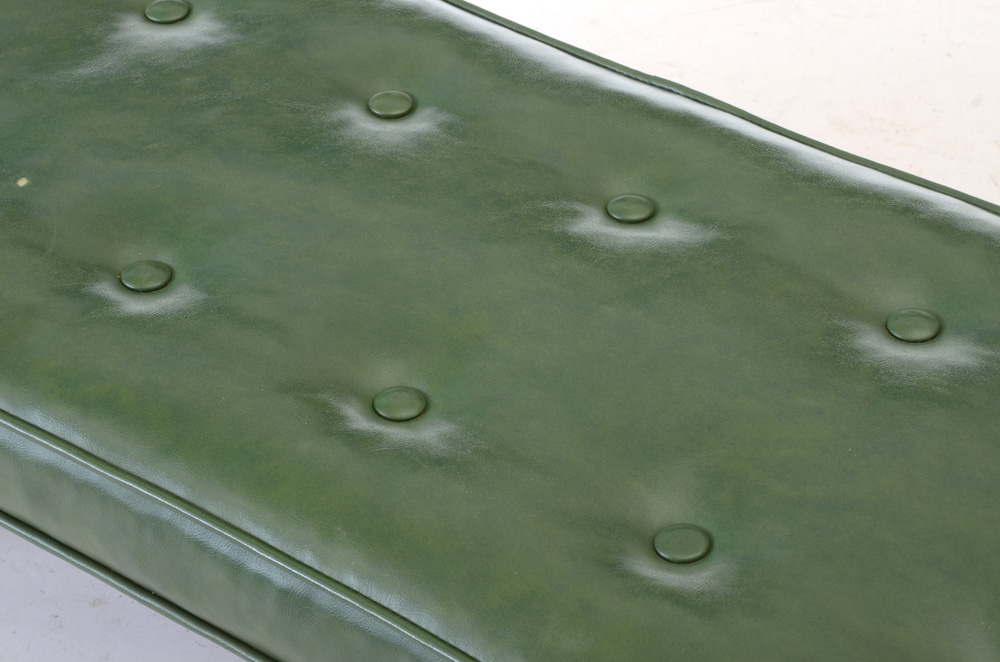 Vintage Green Vinyl Footstool | EBTH
