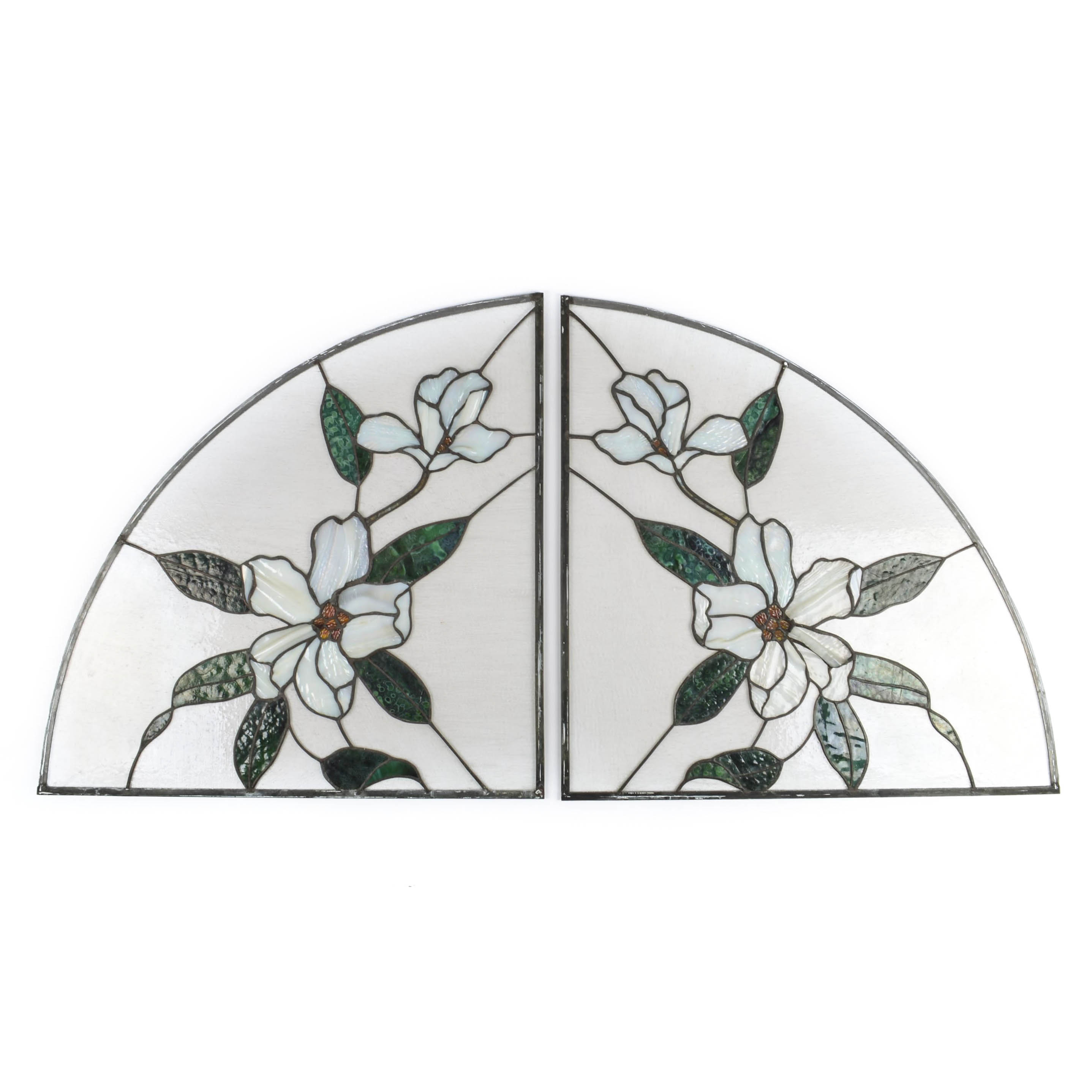Two Quarter Round Salvaged Stained Glass Windows | EBTH