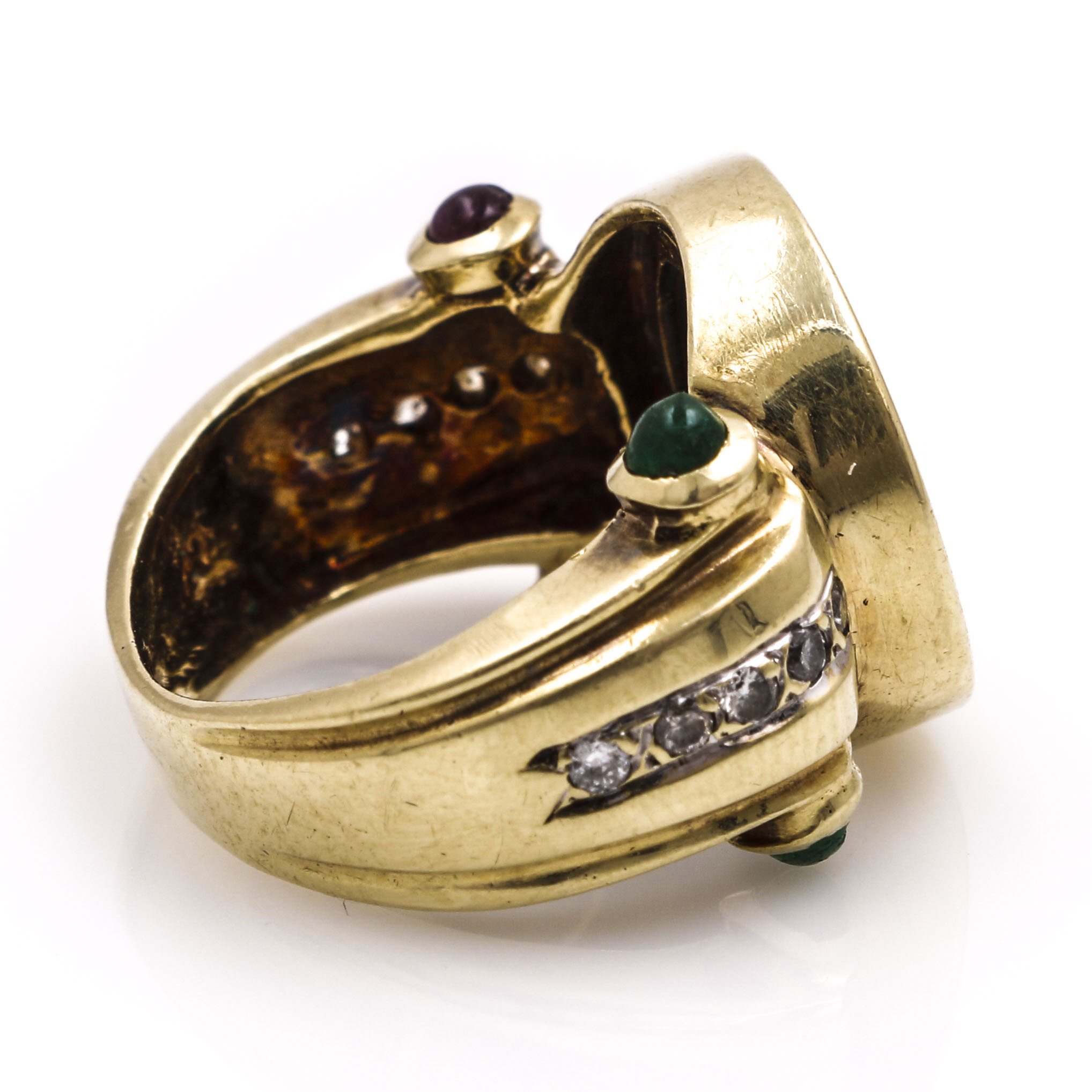 14K Yellow Gold Diamond and Gemstone Sovereign Ring | EBTH