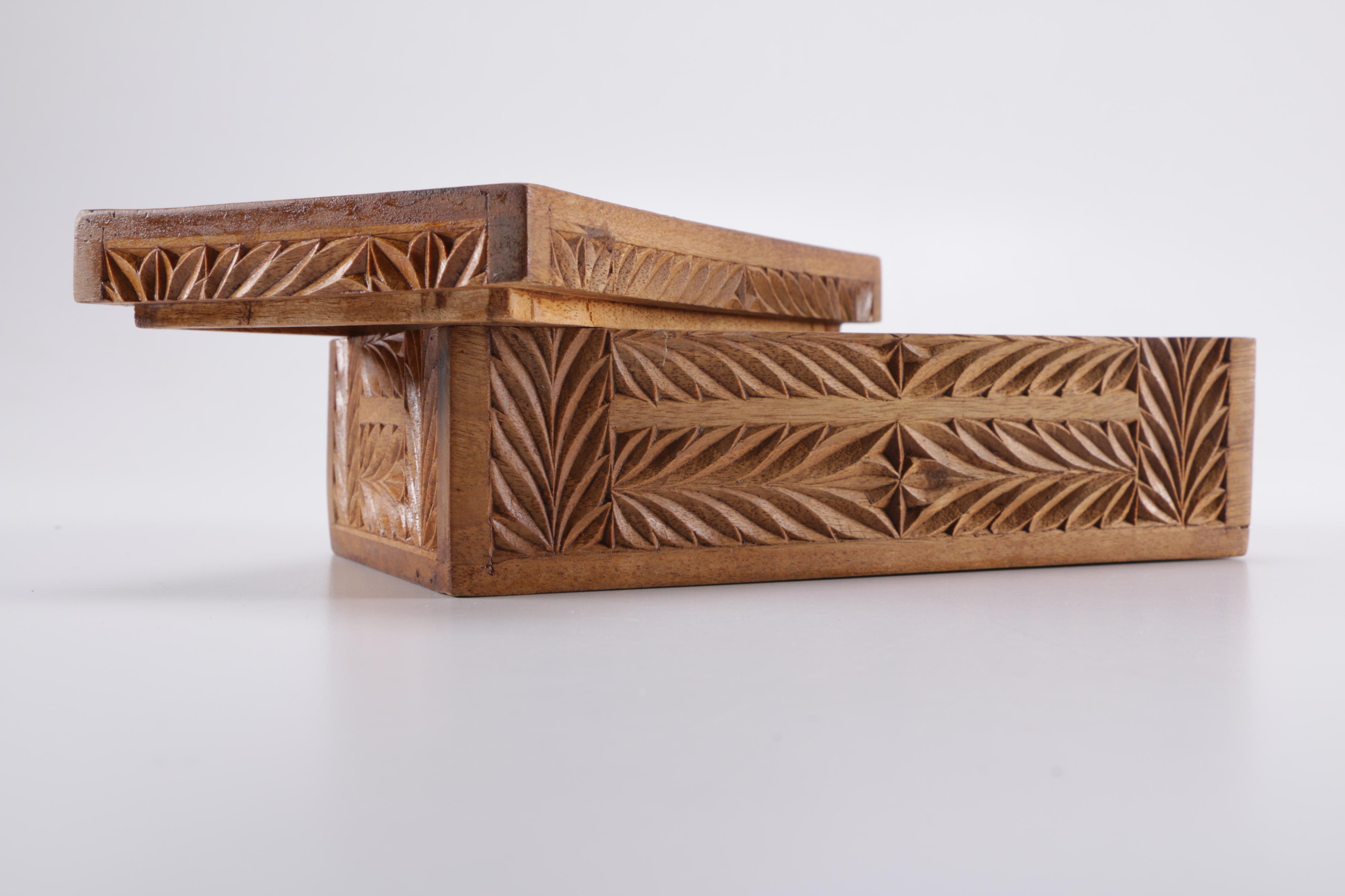 Past Times Wooden Tudor Spice Chest and Nooristan Carved Afghan Box | EBTH