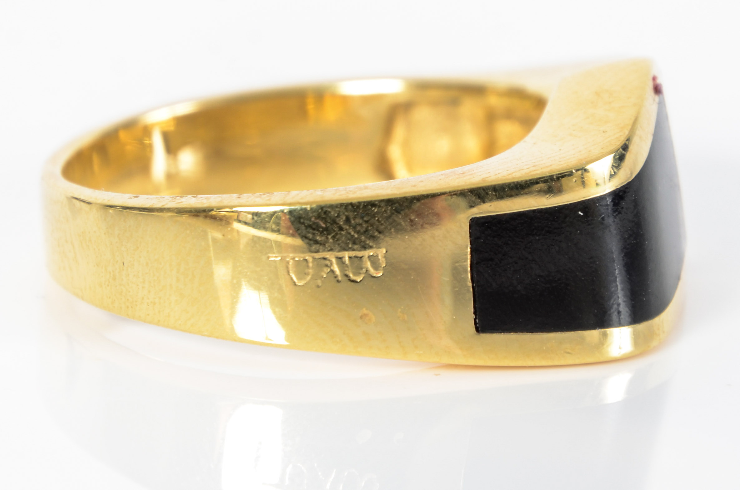 Bernard K Passman 18K Gold Ring with Black Coral and Diamonds | EBTH