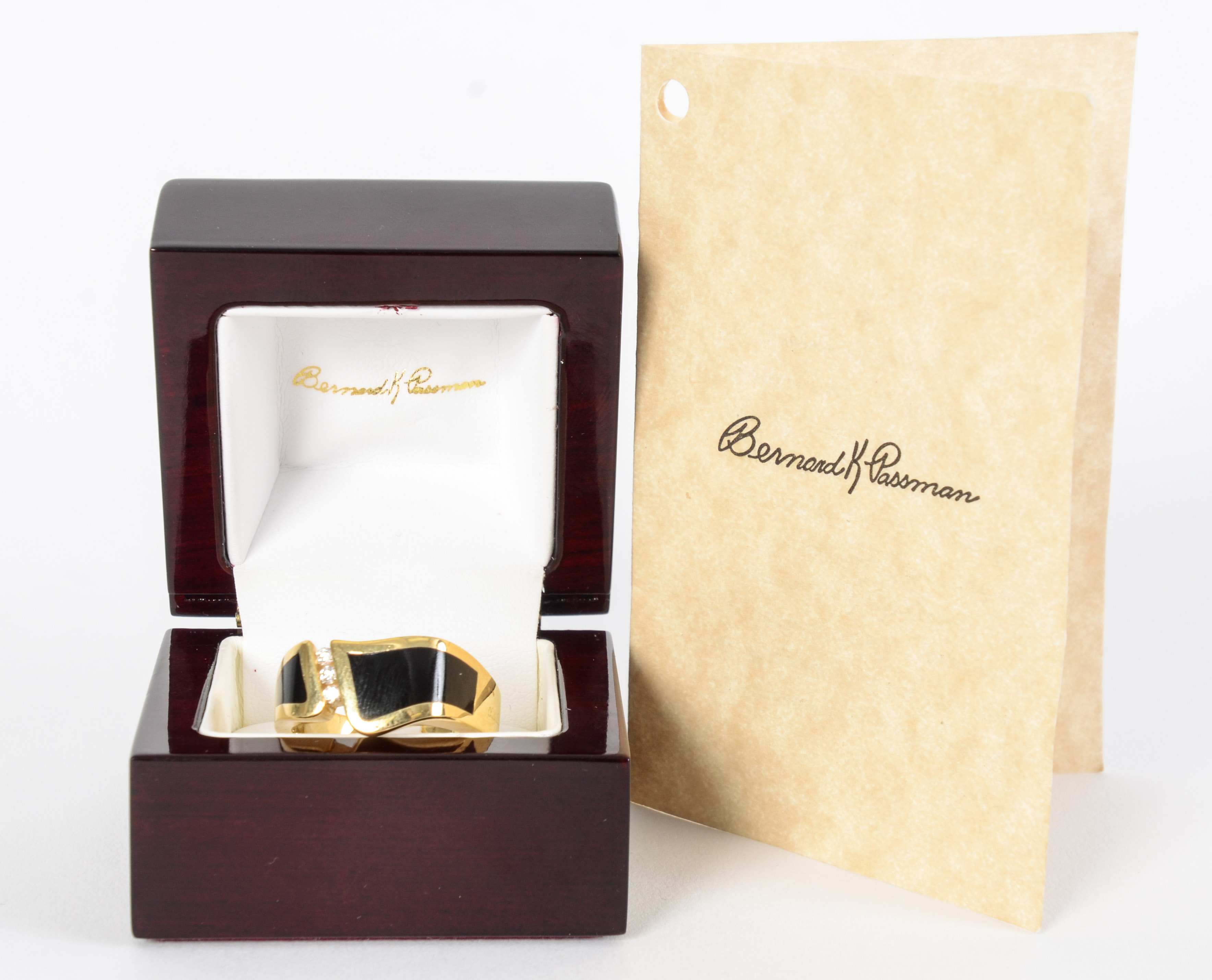 Bernard K Passman 18K Gold Ring with Black Coral and Diamonds | EBTH