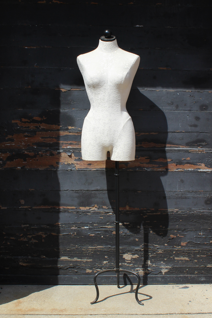White Upholstered Dress Form On Wrought Iron Stand | EBTH