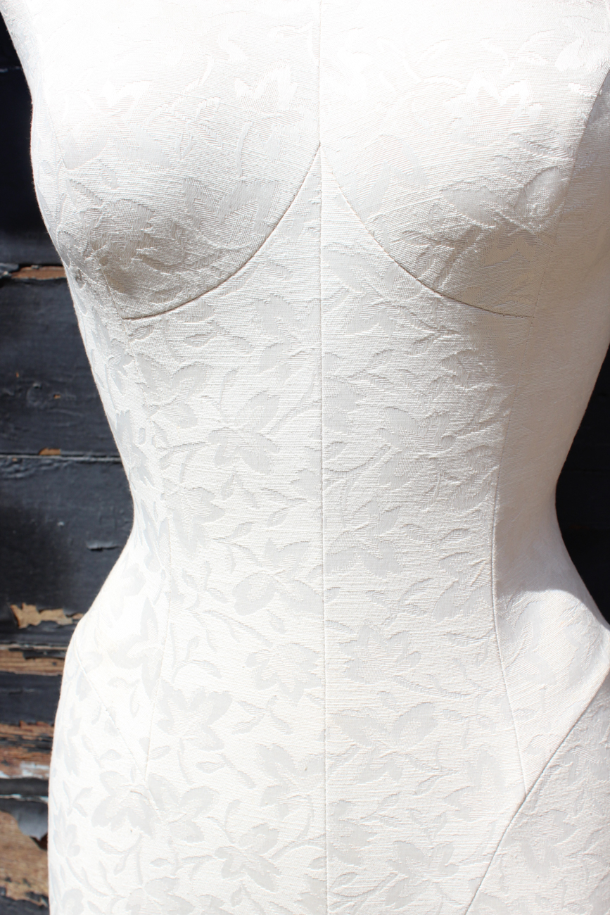 White Upholstered Dress Form On Wrought Iron Stand | EBTH