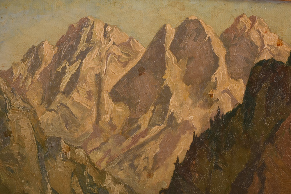 Fritz P. Haller Original Oil on Board of the Swiss Alps | EBTH