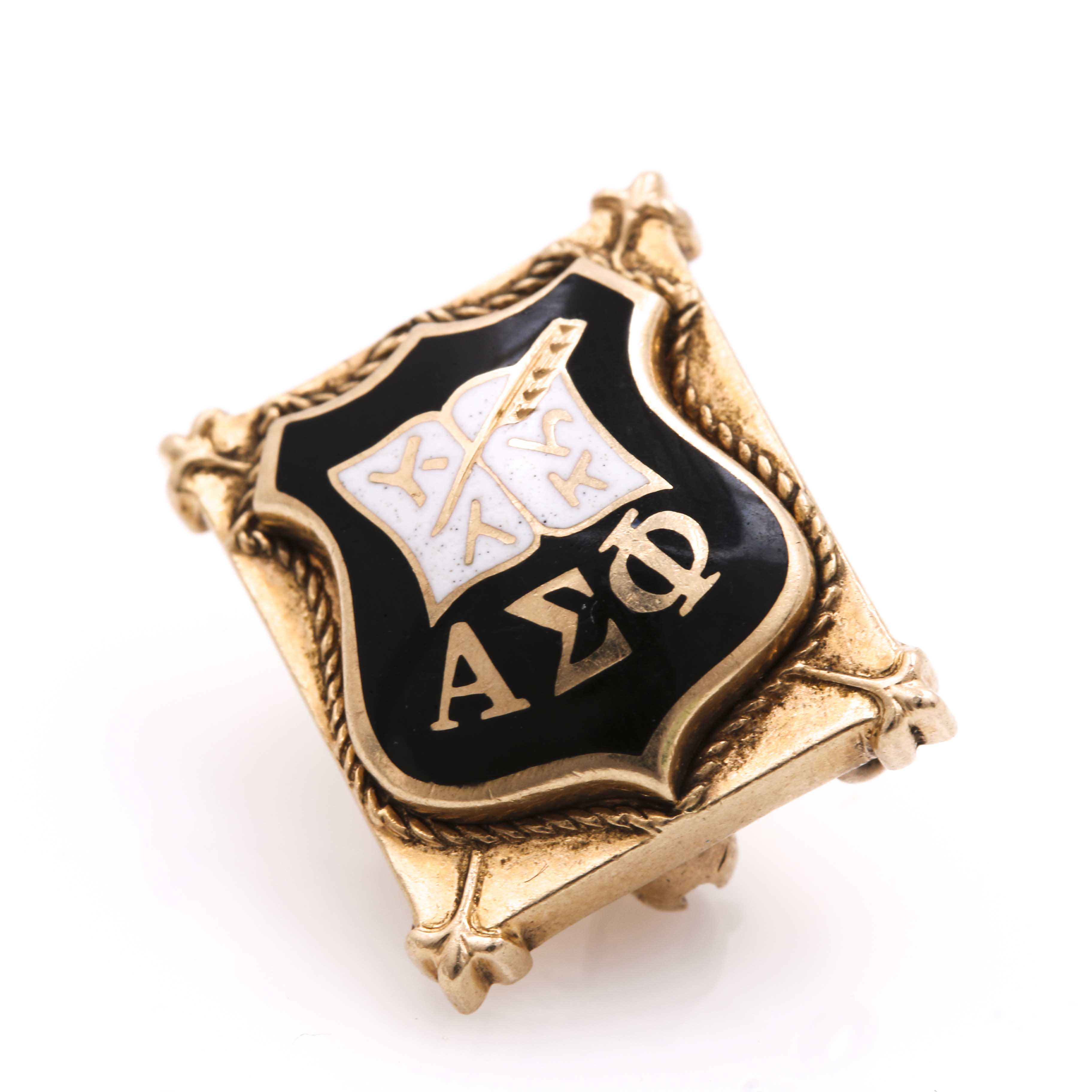 14K Yellow Gold Fraternity Pins and 10K Yellow Gold Skull Charm | EBTH