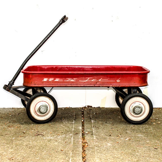 Pair of Vintage Flexible Flyer Sleds and Rex Jet Wagon | EBTH