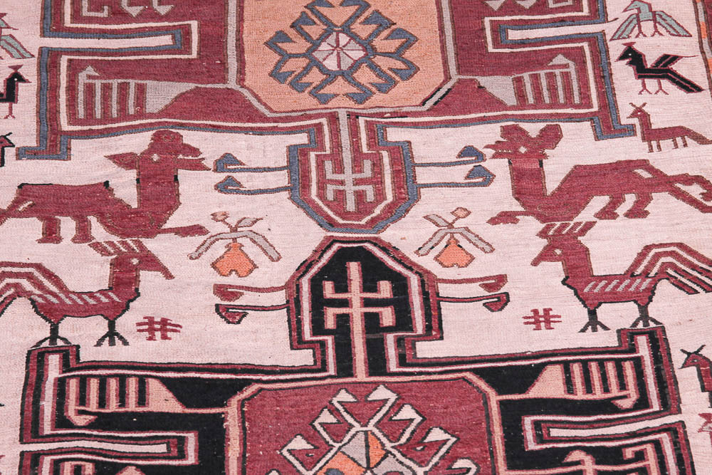 Handwoven Khamseh Pictorial Soumak Rug | EBTH