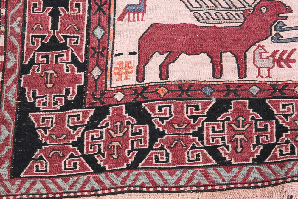 Handwoven Khamseh Pictorial Soumak Rug | EBTH