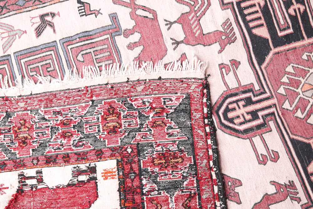 Handwoven Khamseh Pictorial Soumak Rug | EBTH