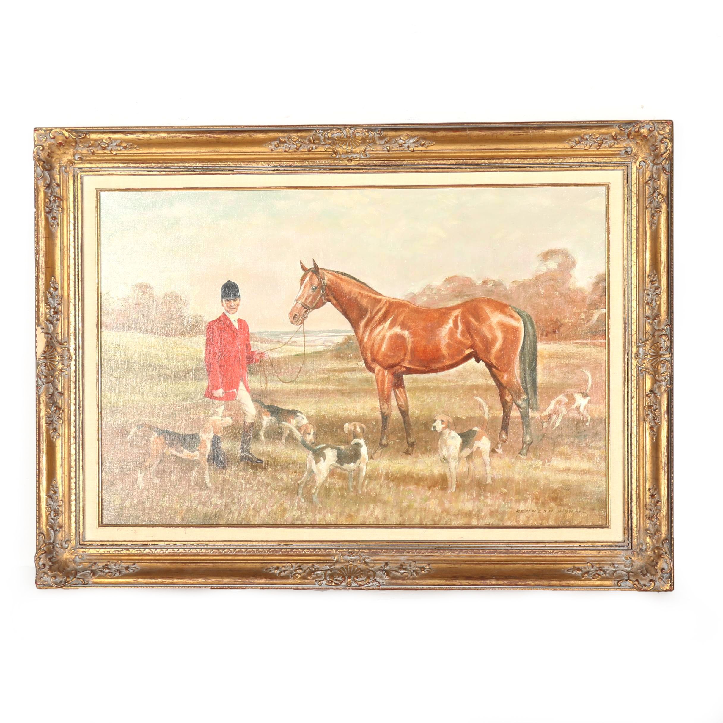 Kenneth Wynn Oil on Canvas "Man With Horse" | EBTH