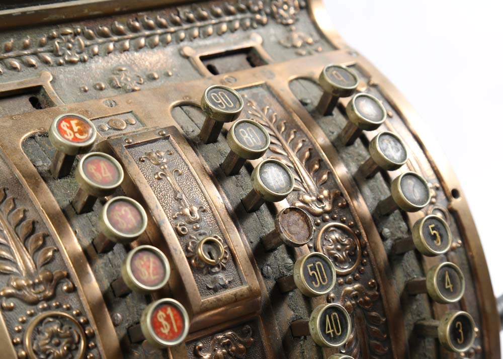 Circa 1908 Antique National Brass Cash Register | EBTH