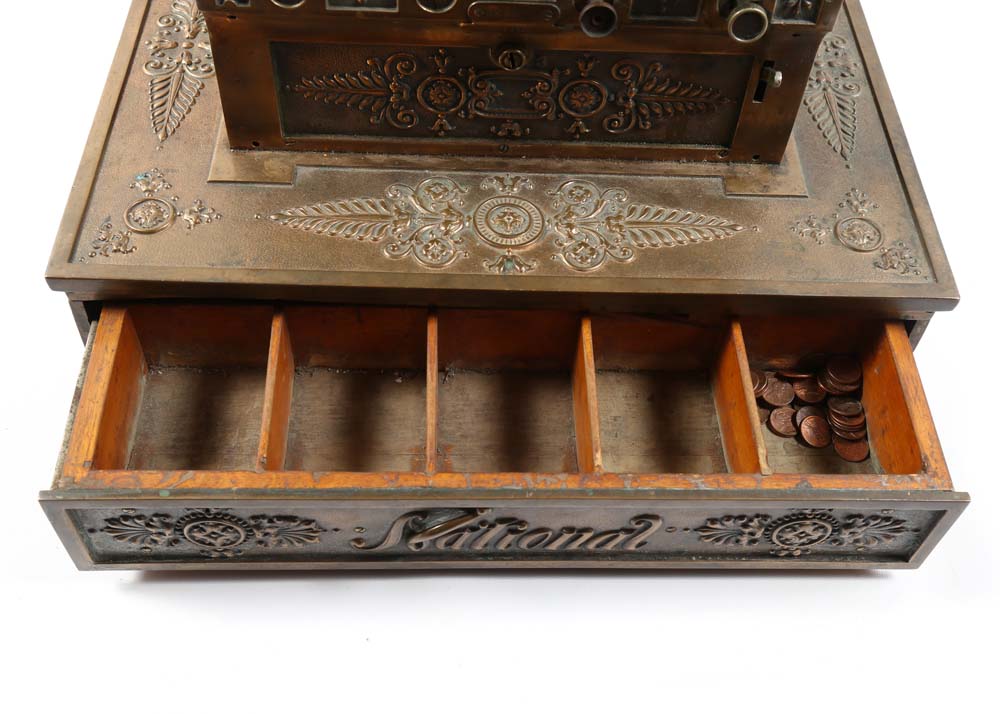 Circa 1908 Antique National Brass Cash Register | EBTH