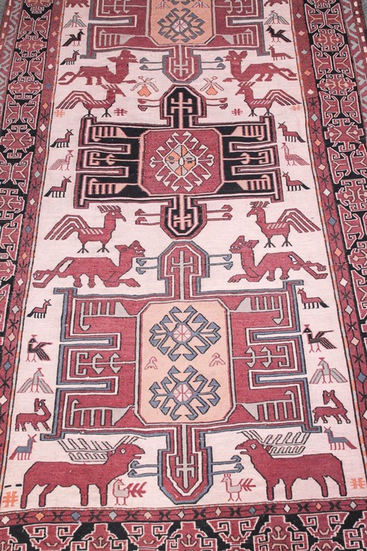 Handwoven Khamseh Pictorial Soumak Rug | EBTH