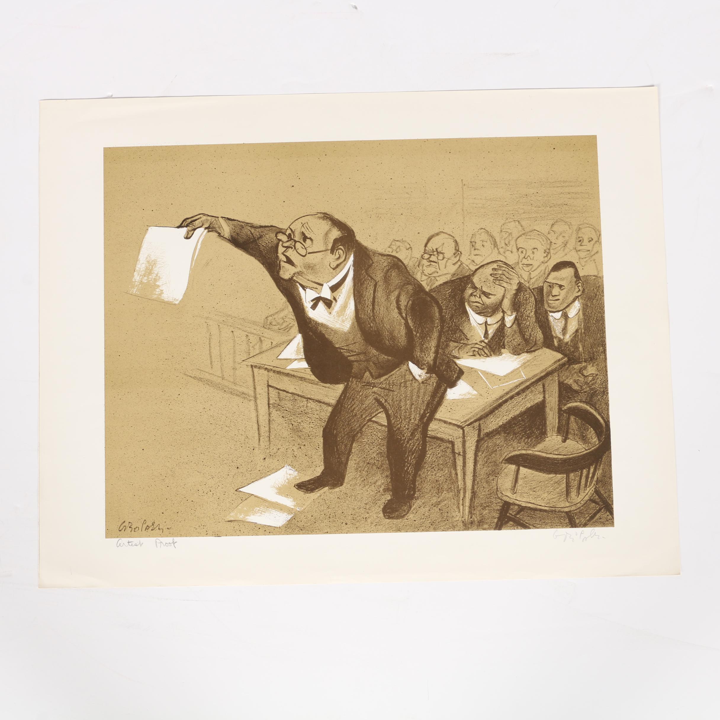 William Gropper Artist's Proof Lithograph "Evidence" | EBTH