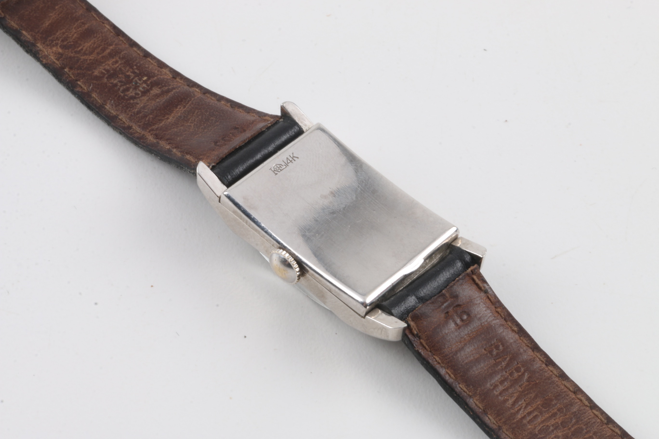 14K White Gold Longines Tank Style Watch with Diamonds | EBTH