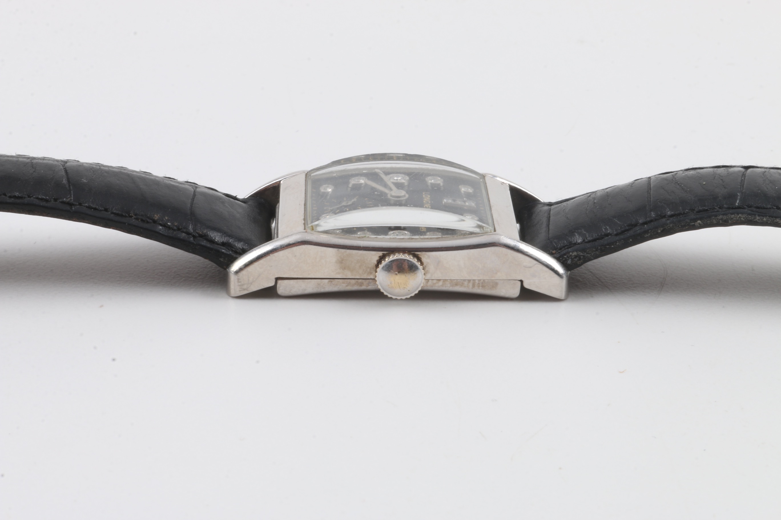 14K White Gold Longines Tank Style Watch with Diamonds | EBTH