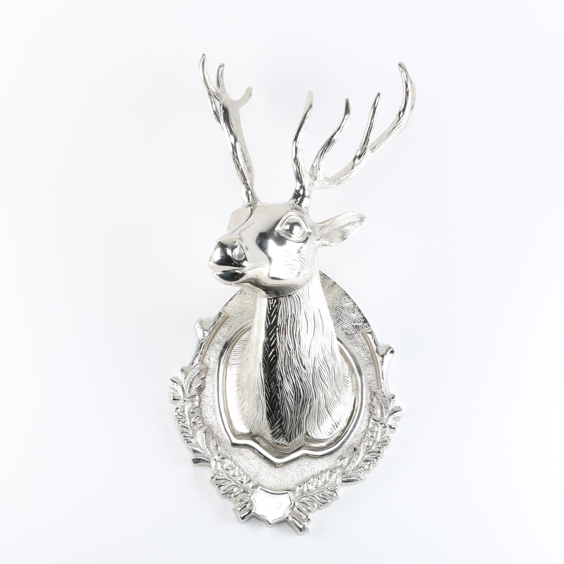 Vintage Silver Tone Metal Deer Mount | EBTH