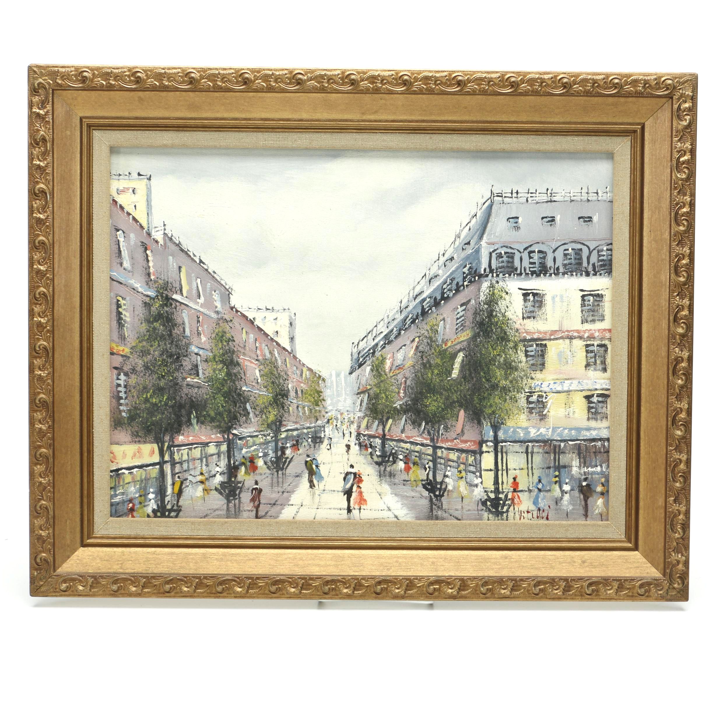Vitelli Oil on Canvas Painting of Cityscape | EBTH