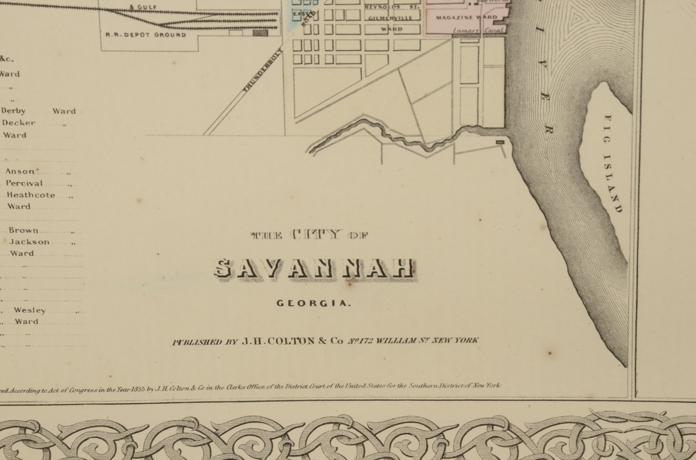 Hand-colored Map of Savannah and Charleston | EBTH