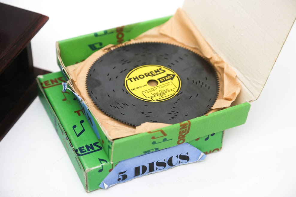 Thorens Music Box Gramophone Style with Extra Discs for Restoration | EBTH