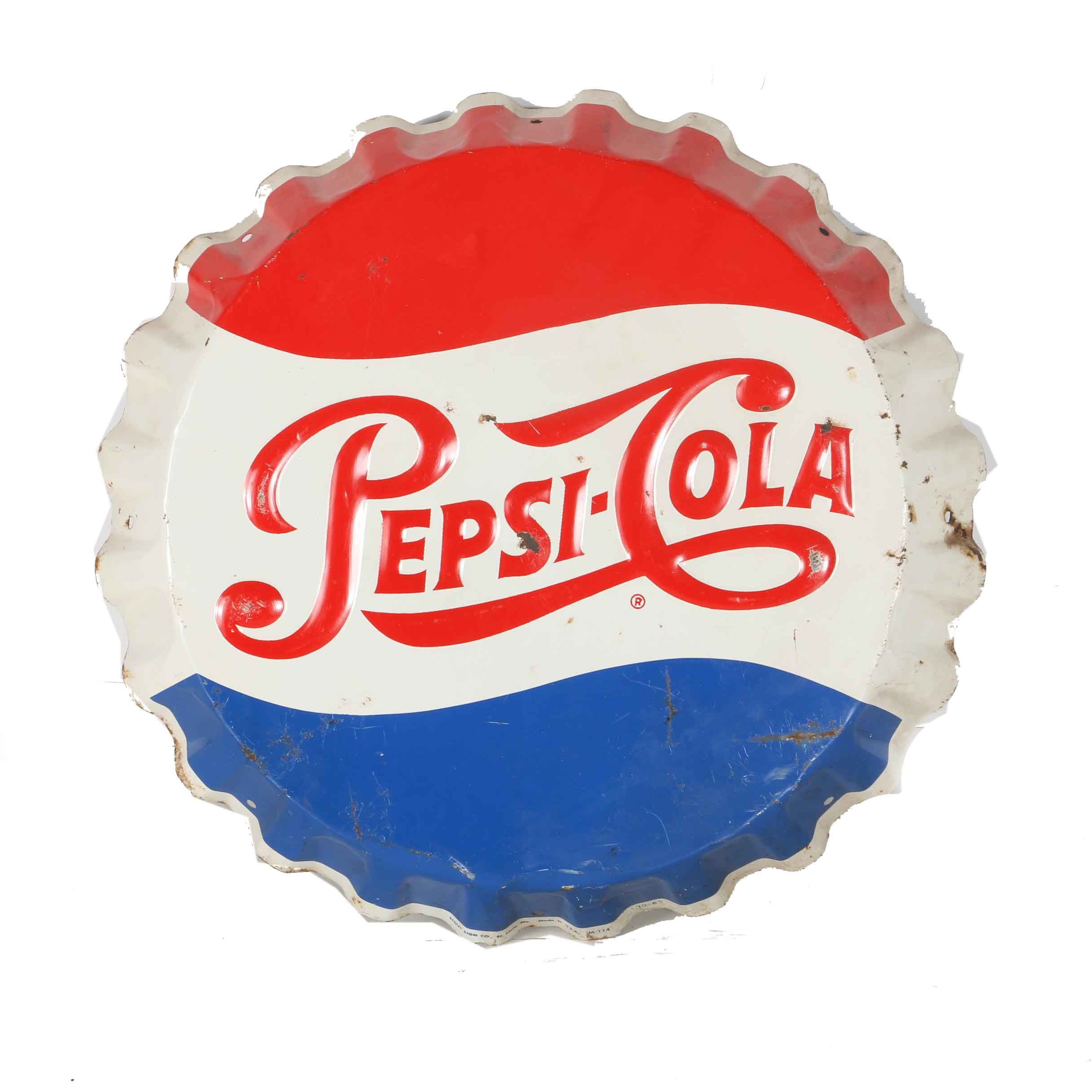 Vintage Pepsi-Cola Bottle Cap Sign : EBTH
