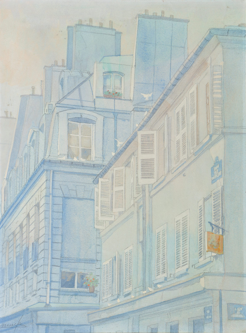 William Benecke Oil Painting "Building in Paris, Late Afternoon" | EBTH